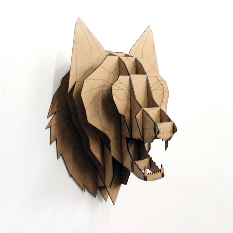 3D Wolf Animal Head 360 Lasers
