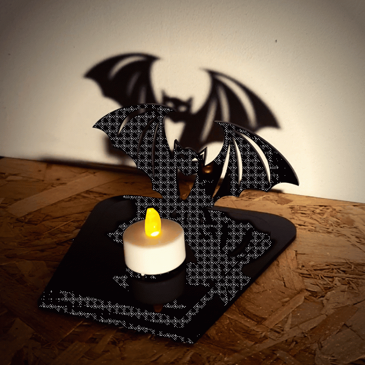 Bat Shadow Maker - Tea Light / Candle Holder 360 Lasers