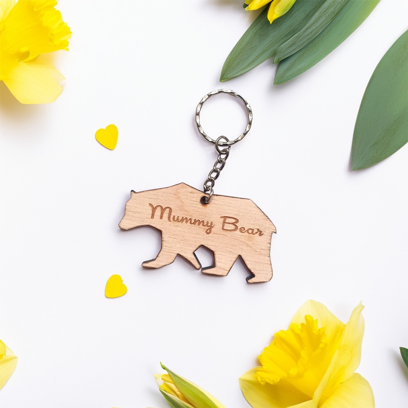 Personalised Mother’s Day Keyring - Bear Design 360 Lasers
