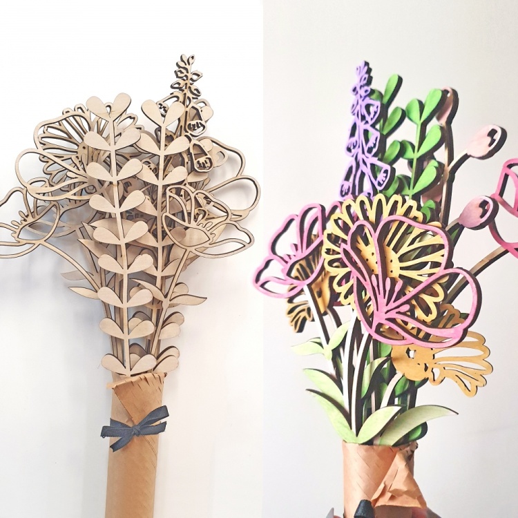 Flower Bouquet SPRING MIX - PLYWOOD 360 Lasers