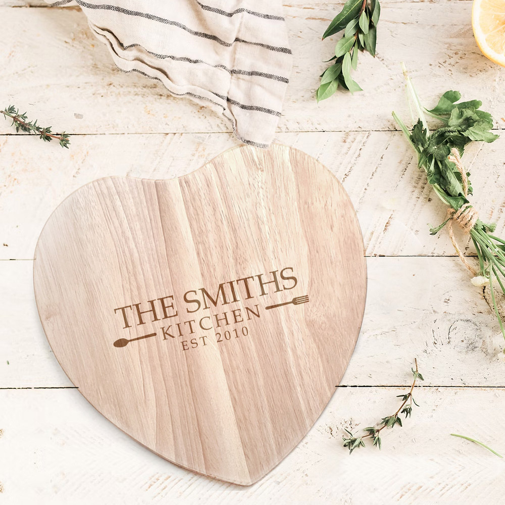 Personalised Heart-Shaped Chopping Board 360 Lasers