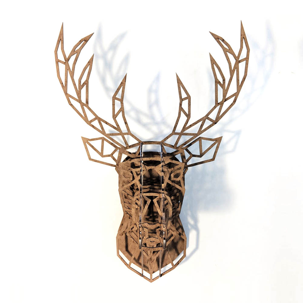 3D Geometric Stag Head 360 Lasers