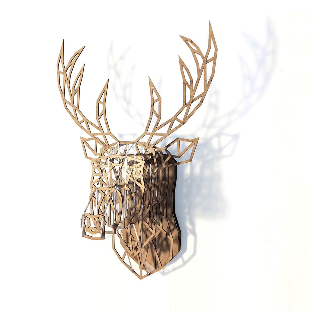 Mini Stag Head Bauble & Topper | 4-in-1 MDF Woodland Décor 360 Lasers
