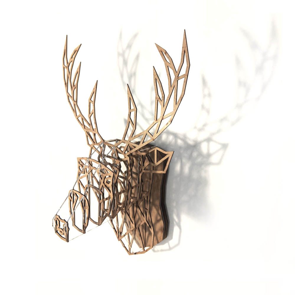 Mini Stag Head Bauble & Topper | 4-in-1 MDF Woodland Décor 360 Lasers
