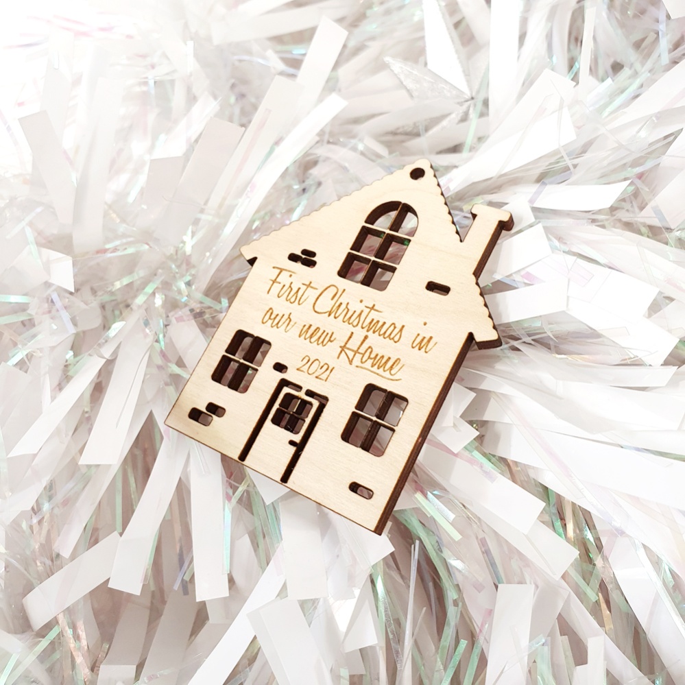 First Xmas In New Home Bauble - House Cut Out 360 Lasers
