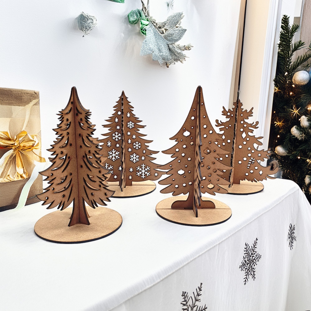 Slot-Together Standing Wooden Christmas Trees – DIY Tabletop Holiday ...