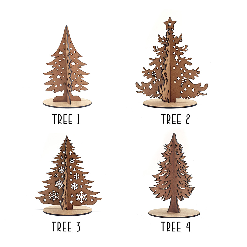 Slot-Together Standing Wooden Christmas Trees – DIY Tabletop Holiday ...