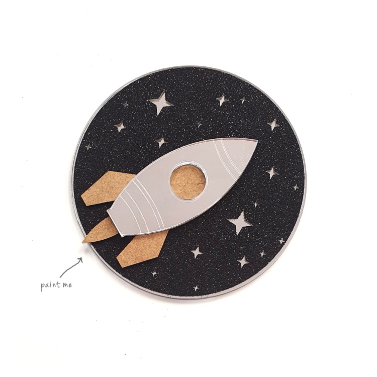 Rocket & Moon - MDF & Mirror 360 Lasers