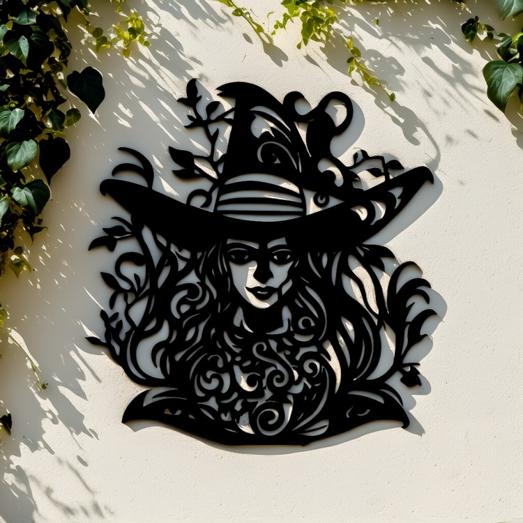 Mystical Witchy Wall Art – Enchanted Vine & Leaf Design in Black ...