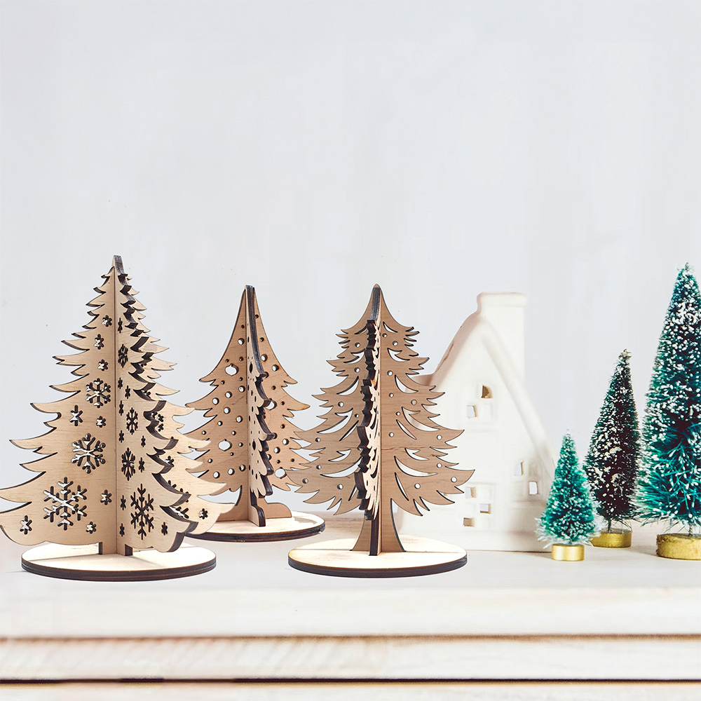 Slot-Together Standing Wooden Christmas Trees – DIY Tabletop Holiday ...