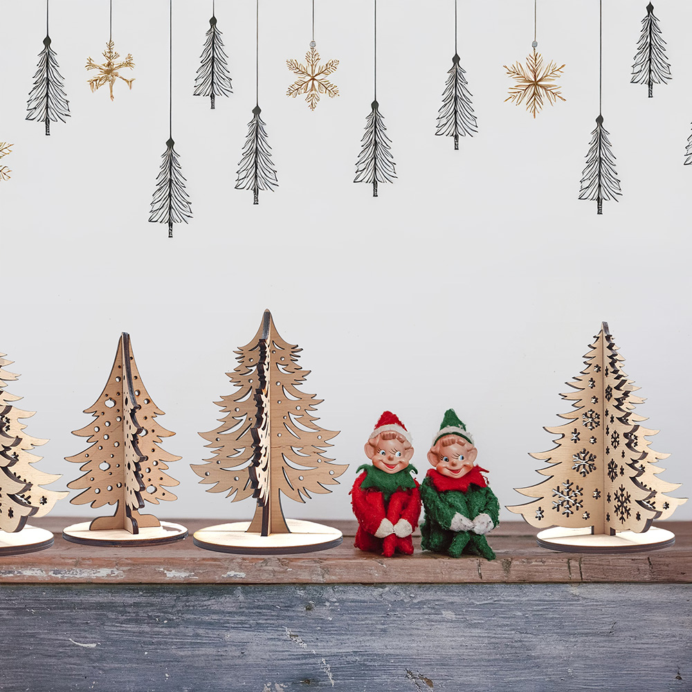 Slot-Together Standing Wooden Christmas Trees – DIY Tabletop Holiday ...