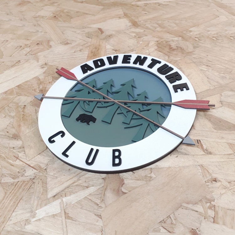 Painted Adventure Club Sign - Crossed Arrows 360 Lasers