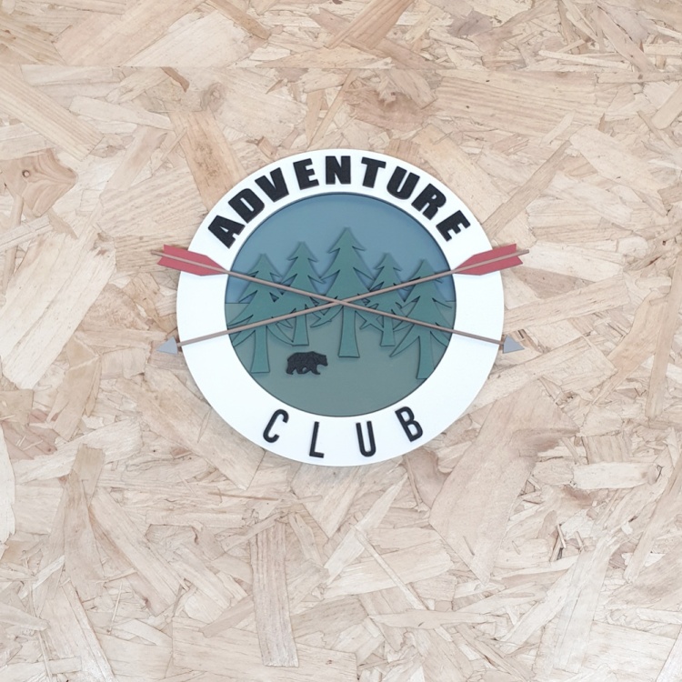 Painted Adventure Club Sign - Crossed Arrows 360 Lasers