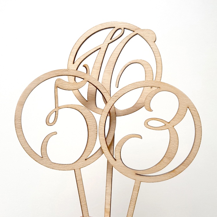 Wooden Table Numbers – Circle | Numbers 1–10 360 Lasers