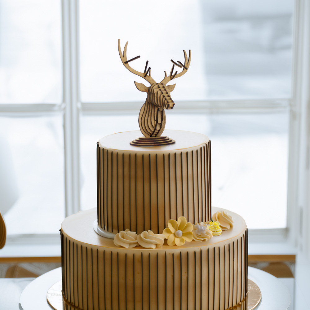 Mini Stag Head Bauble & Topper | 4-in-1 MDF Woodland Décor 360 Lasers