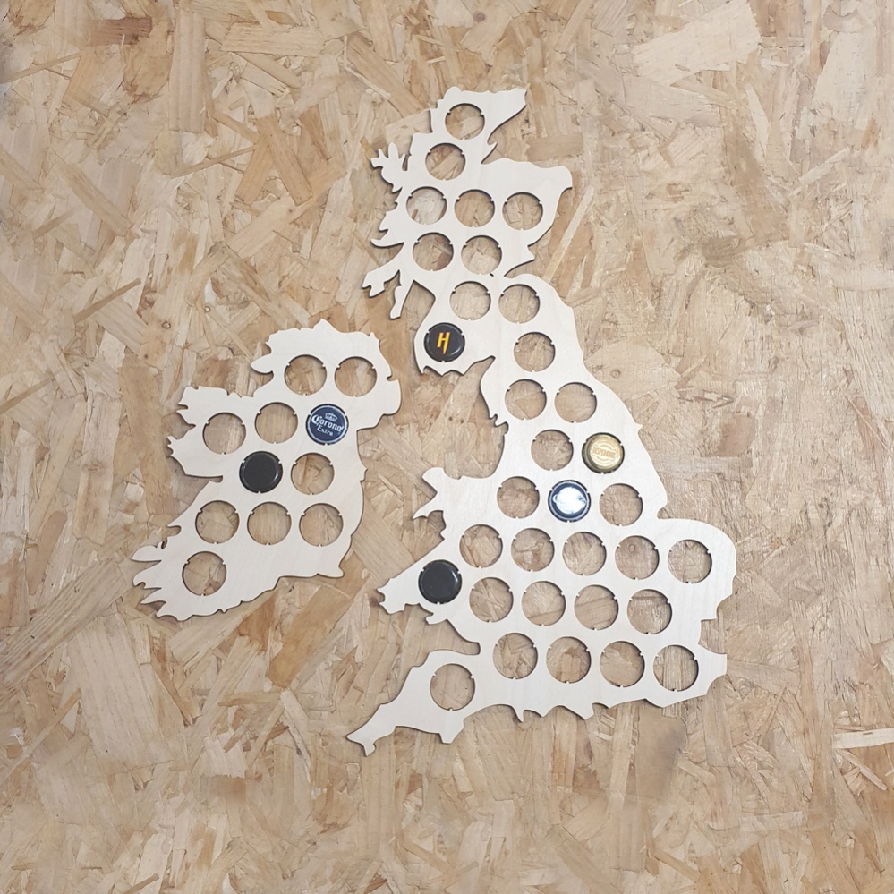 Bottlecap Holder Map UK 360 Lasers