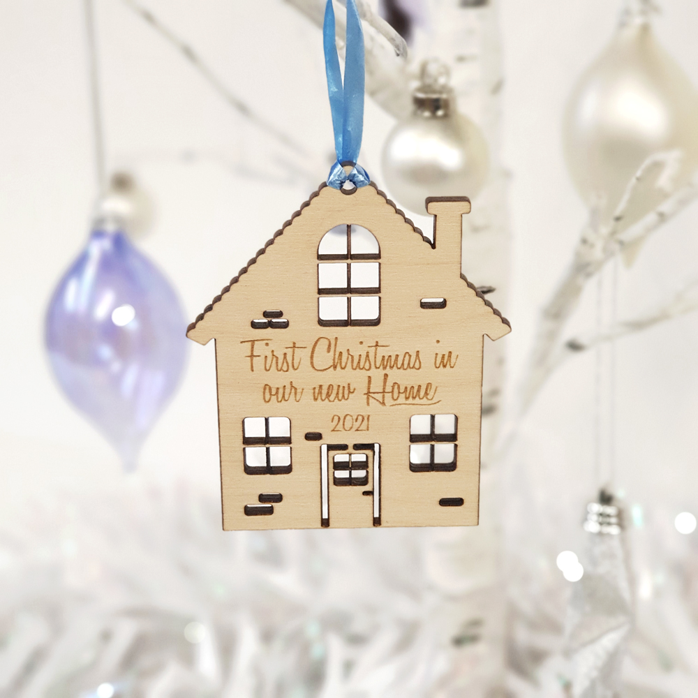 First Xmas In New Home Bauble - House Cut Out 360 Lasers