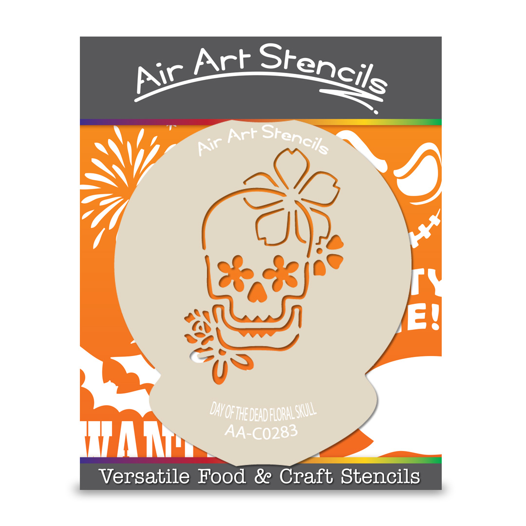 Day Of The Dead Floral Skull Stencil 360 Lasers