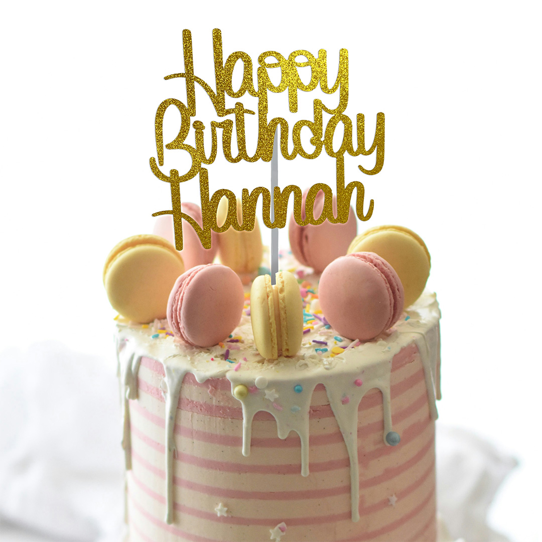 Happy Birthday Personalised Glitter Topper - Script 360 Lasers