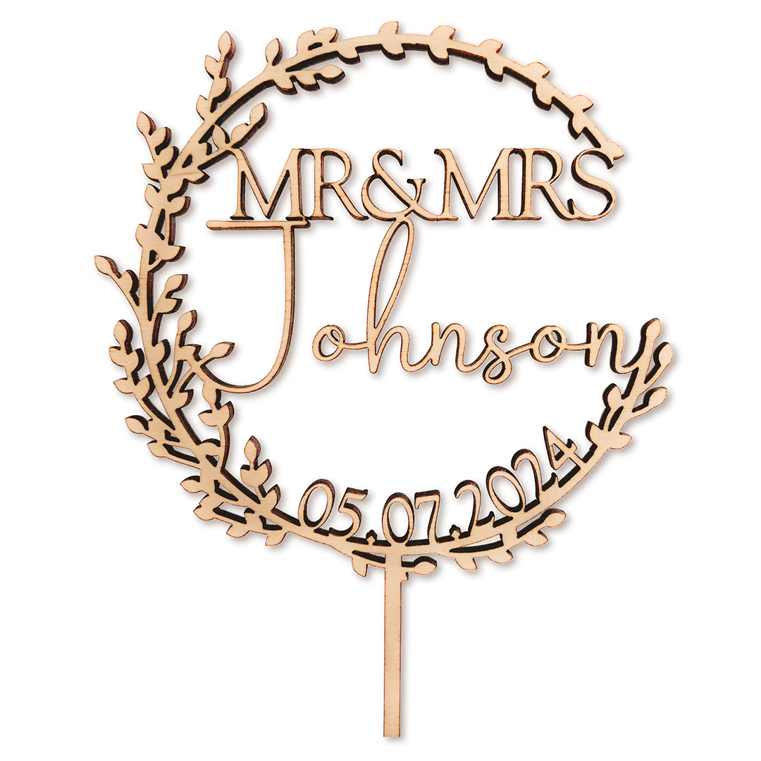 Personalised Wooden Cake Topper 360 Lasers