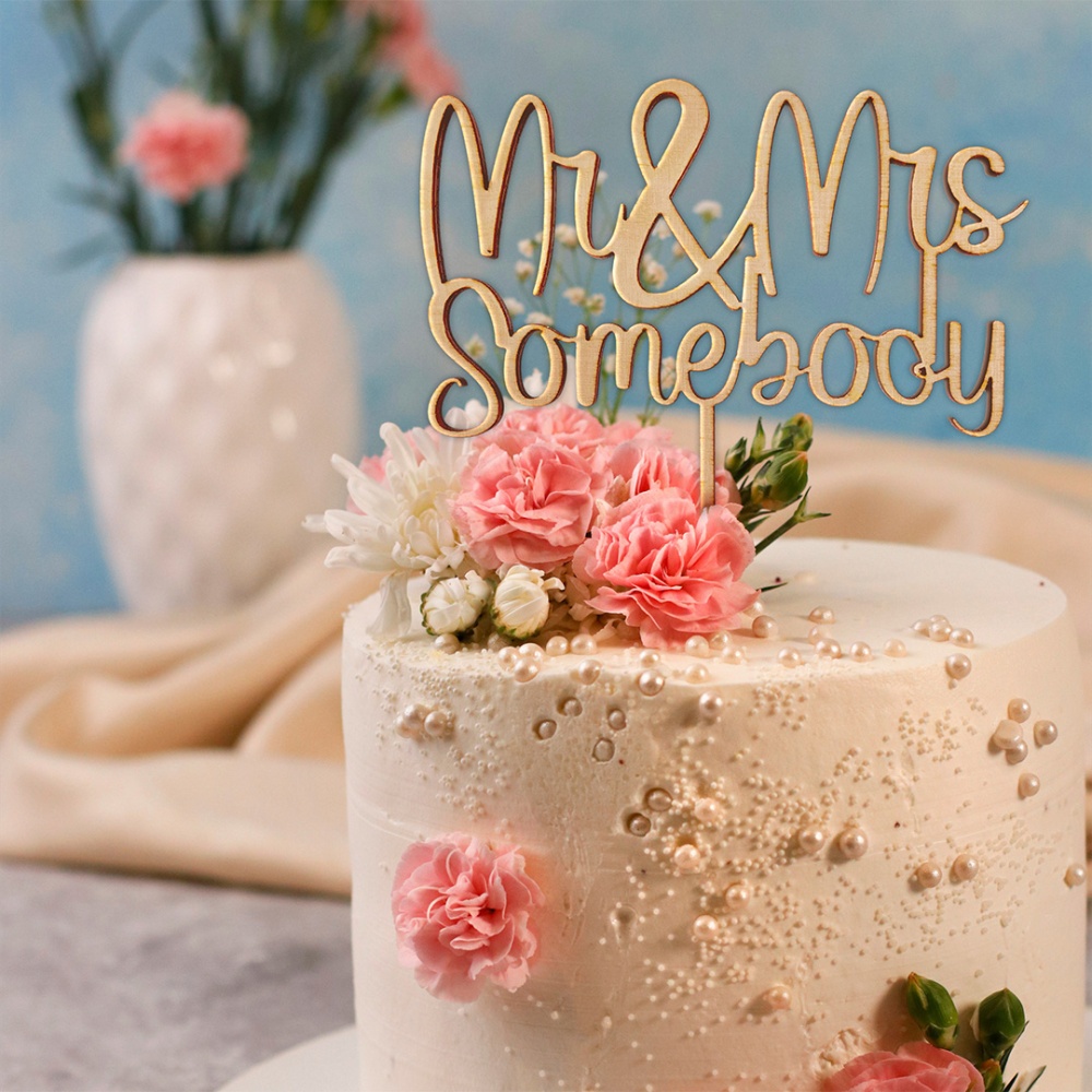 Wooden Monogram Cake Topper