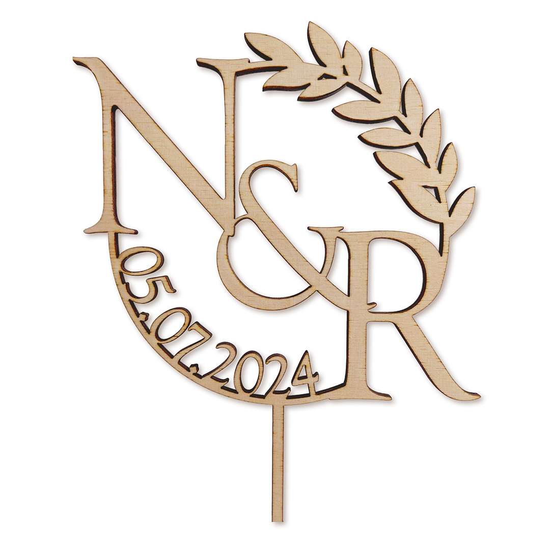 Initials Wooden Cake Topper 360 Lasers