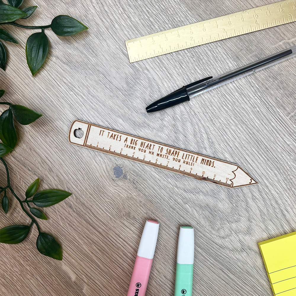 Personalised Teacher Ruler – "Big Heart, You Rule!" Gift 360 Lasers