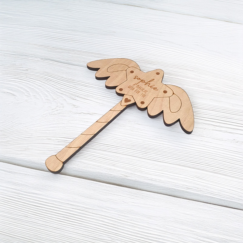 Personalised Magical Wand With Wings | Custom Fairy Tale Wand 360 Lasers