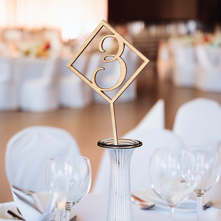Wooden Table Numbers – Diamond/Square | Numbers 1–10 360 Lasers