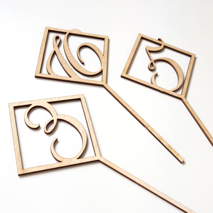 Wooden Table Numbers – Diamond/Square | Numbers 1–10 360 Lasers