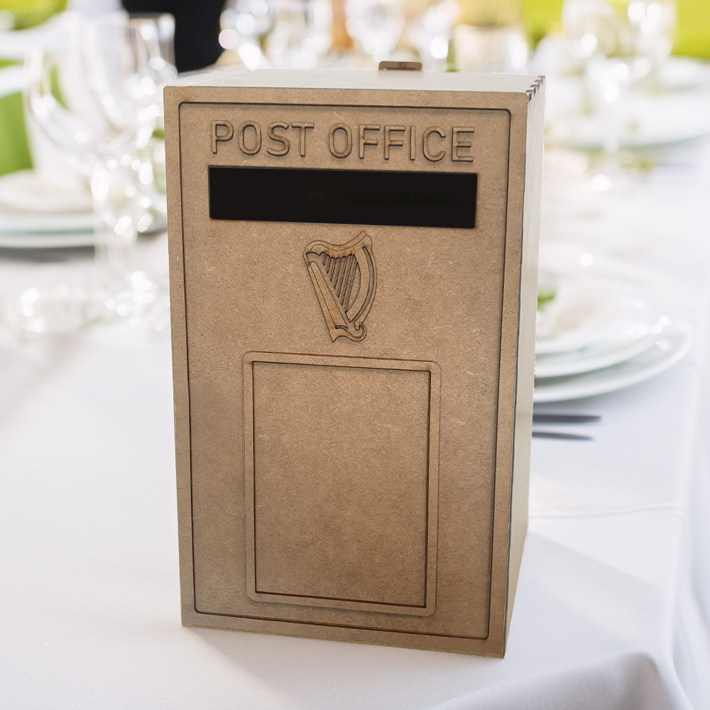 Personalised Irish Pst Box Sign | With Harp 360 Lasers