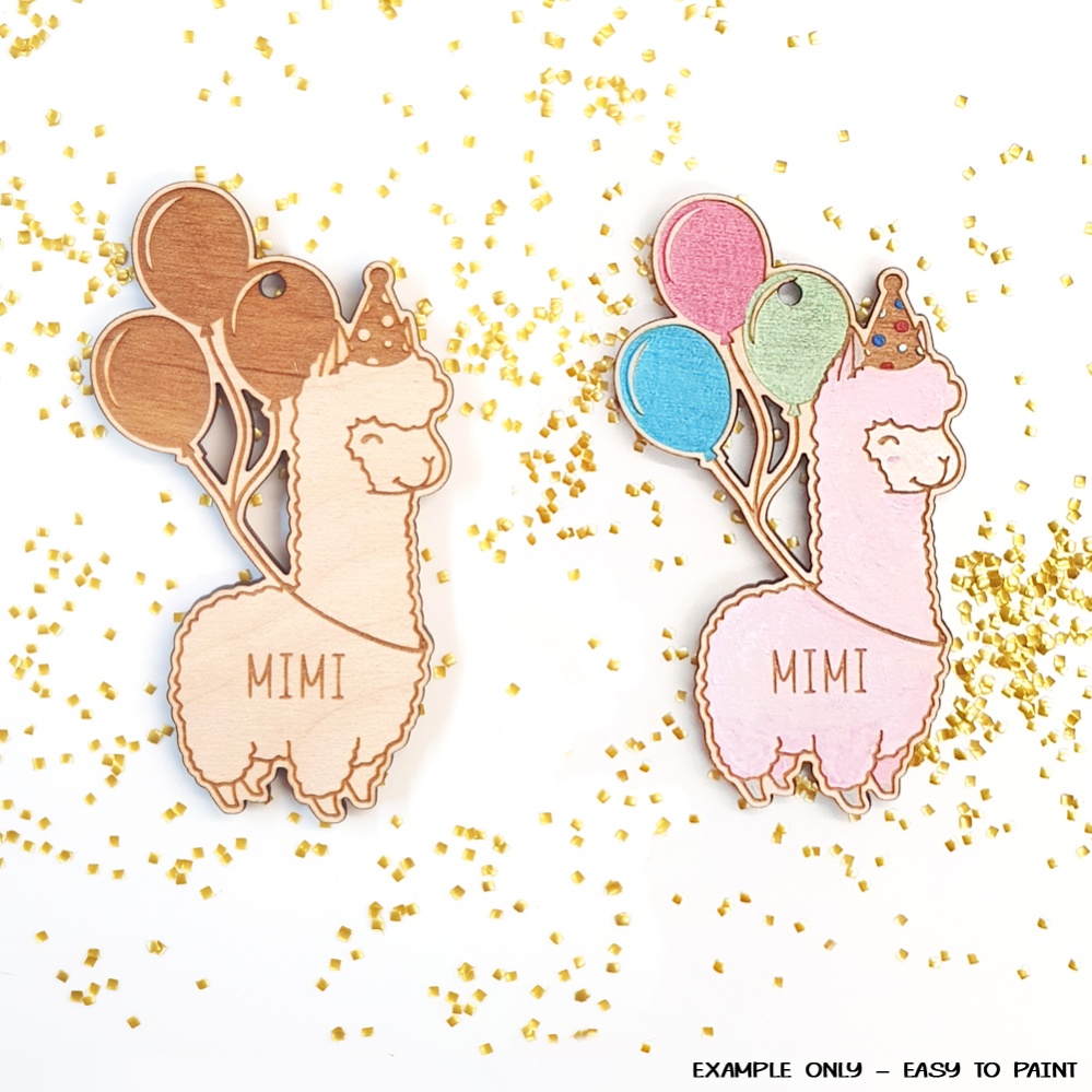 Personalised Llama Party Gift Tag or Bauble – Custom Wooden Ornament ...