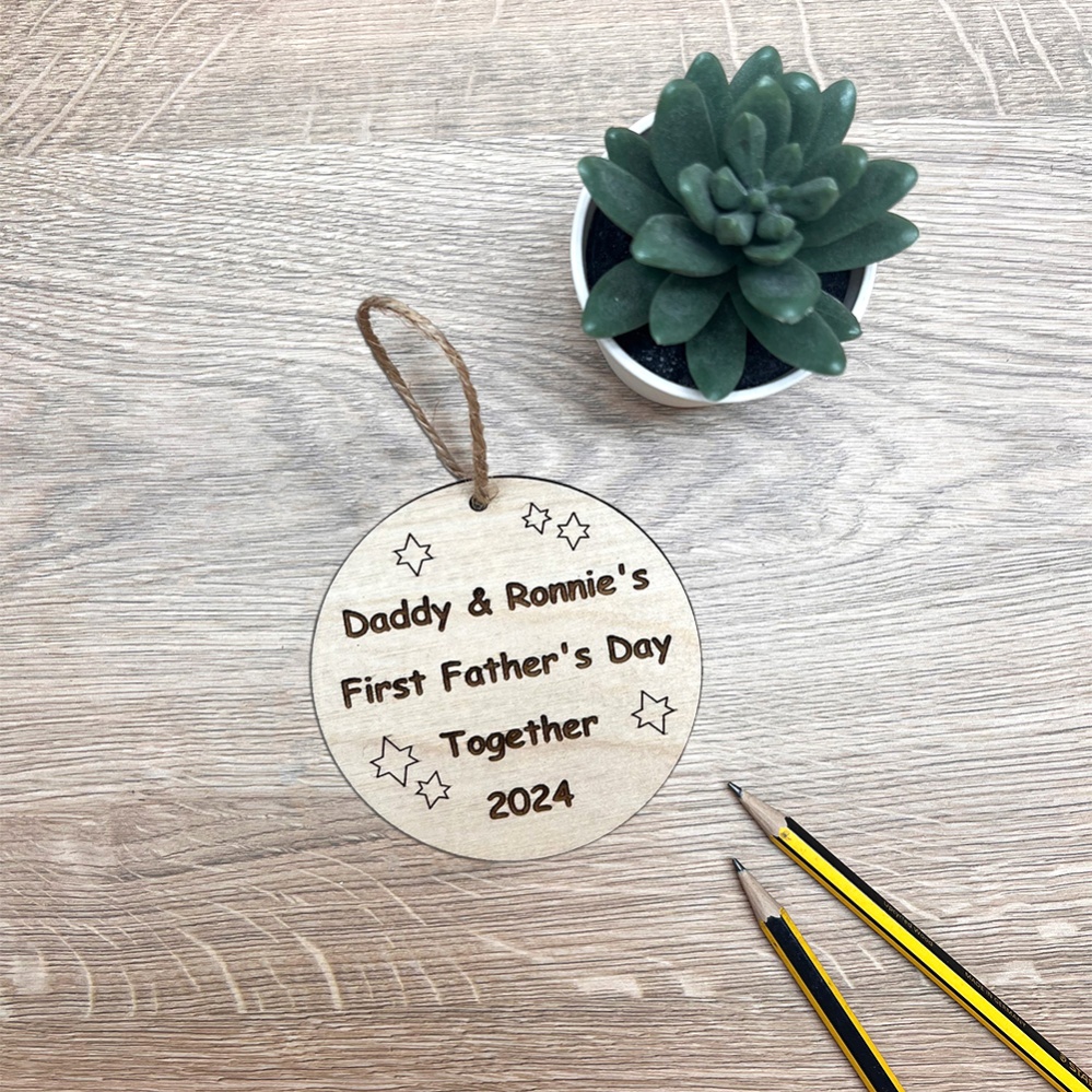 Personalised Daddy & Name 1st Father's Day Together 360 Lasers