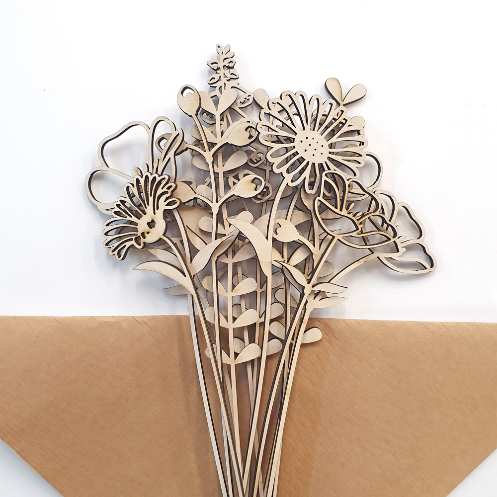 Flower Bouquet SPRING MIX - PLYWOOD 360 Lasers